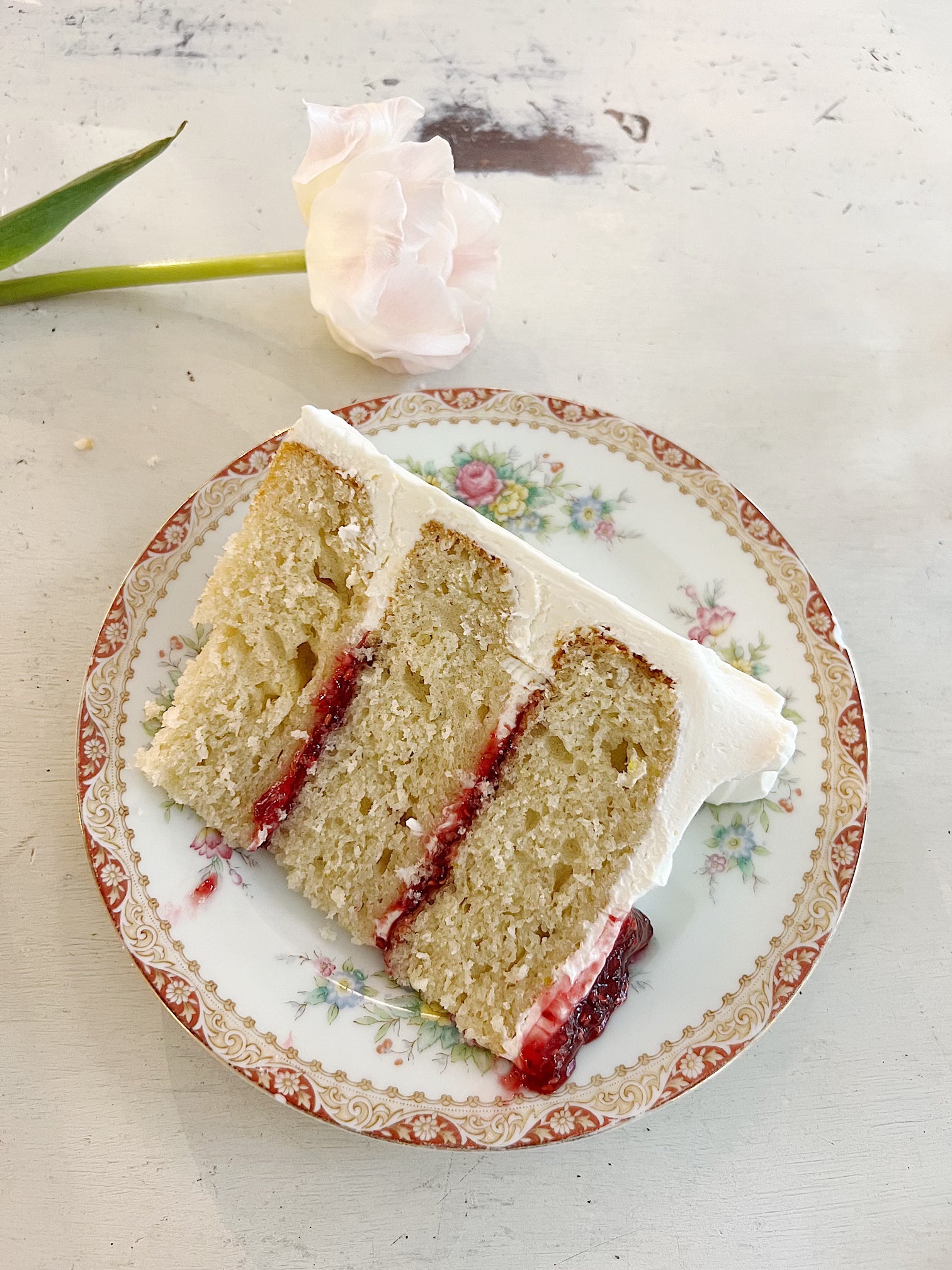 Vanilla Cake with Raspberry Preserves – Louie and Honey's Kitchen LLC